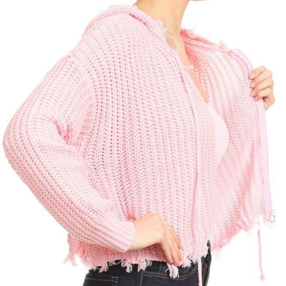 MODA ME COUTURE | Sweaters | Frayed Oversized Chunky Knit Hoodie ...